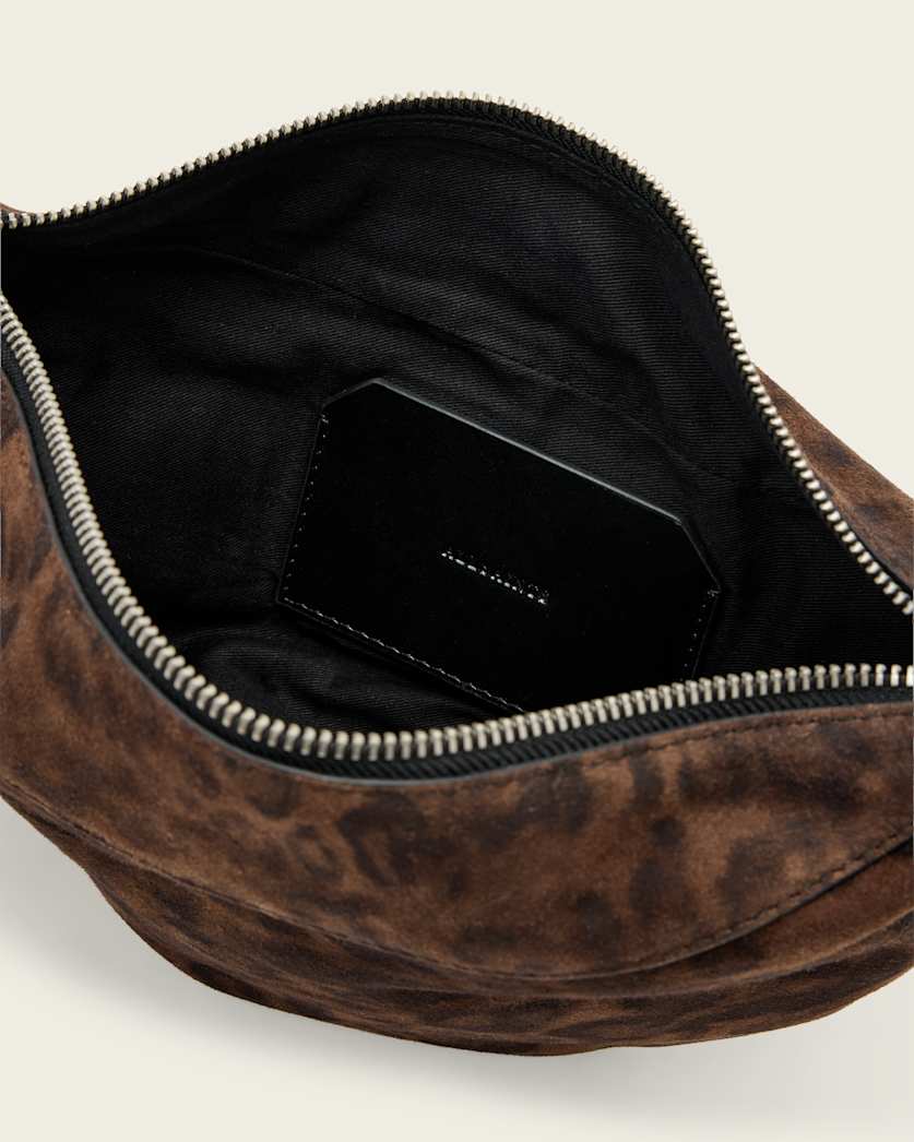Luna Leopard Print Suede Shoulder Bag LEOPARD BROWN | ALLSAINTS
